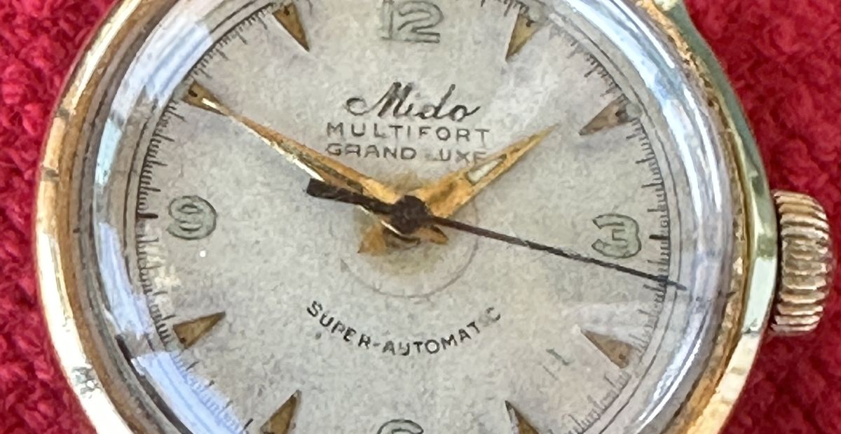 SOLD - 1940's Mido Multifort Grand Luxe Super Automatic 14K Gold Plate ...