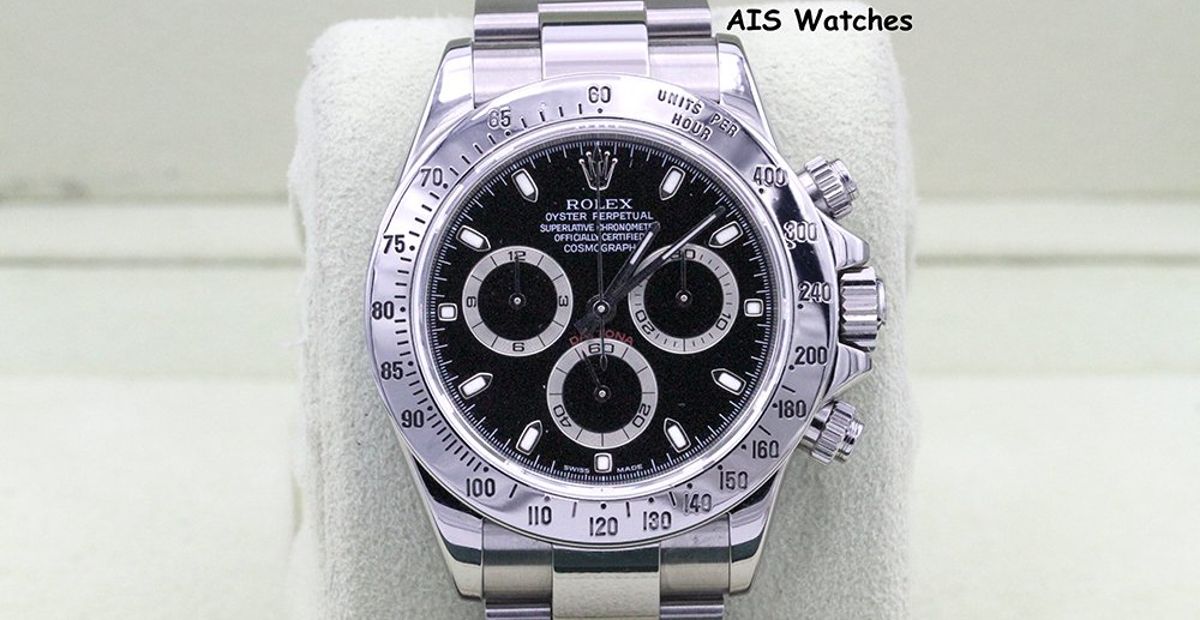 FSOT - Rolex Cosmograph Daytona 116520 Black Dial F Serial Box & Papers ...