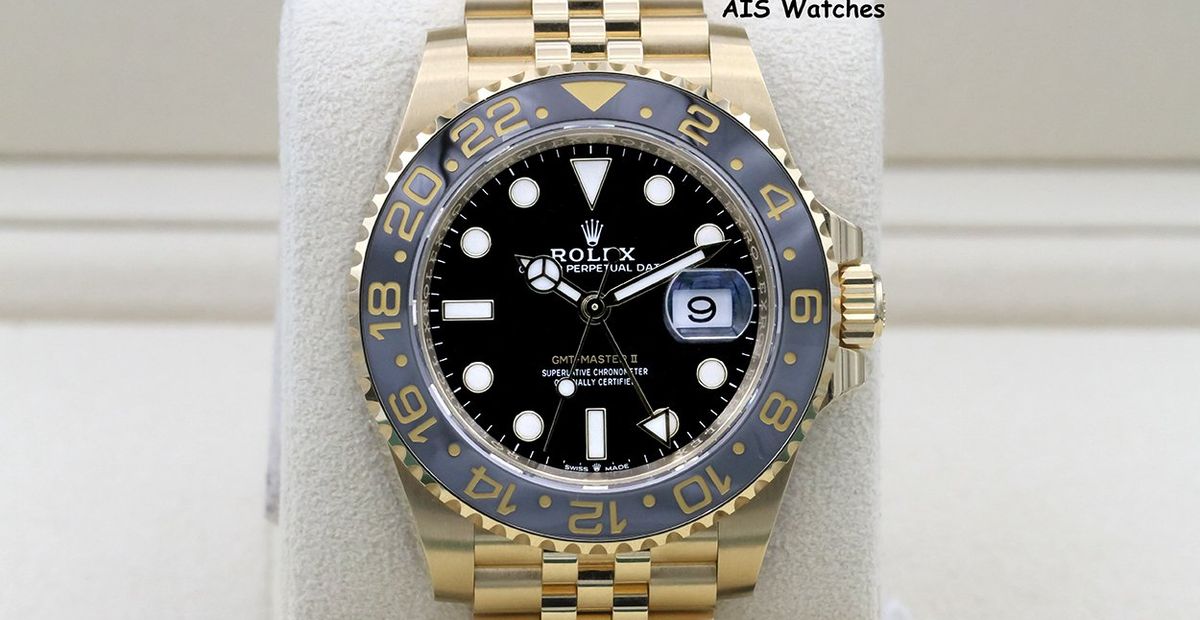 FSOT - Rolex GMT-Master II 126718GRNR 18K Yellow Gold Black Dial ...