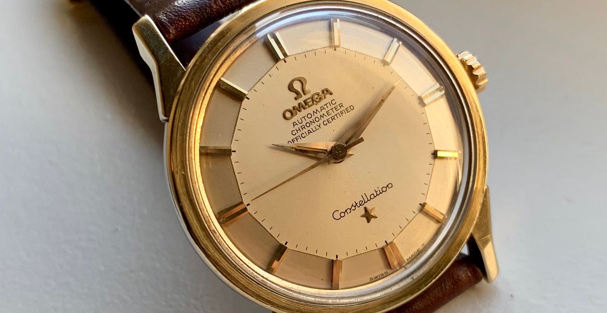 SOLD - Vintage Omega Constellation Pie Pan - Dog Leg Lugs - Gold Cap w/ SS Caseback | Omega ...