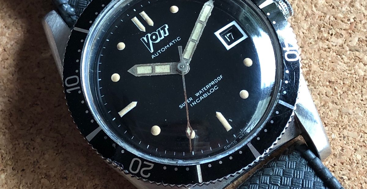 SOLD - AMF Voit Diver Gilt Dial 38mm Calypsomatic $1,595 | Omega Watch ...