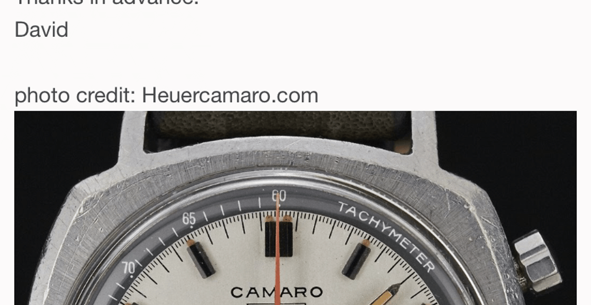 Heuer Camaro Sub Dial Hands | Omega Watch Forums