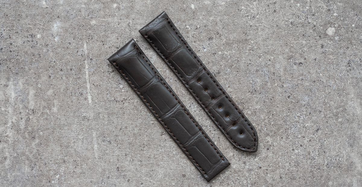 SOLD - 20mm Omega OEM Dark Brown Alligator Leather Deployant Strap ...