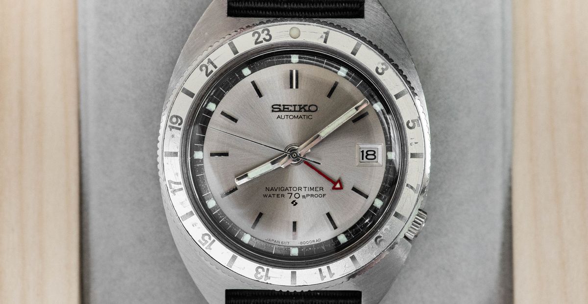 SOLD - Seiko 6117-8000 Navigator Timer GMT, 1969, Silver Dial, Ghost ...