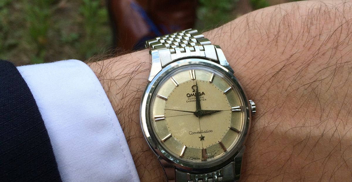 Sold Omega Constellation Pie Pan full box and papers 14381 | Omega ...