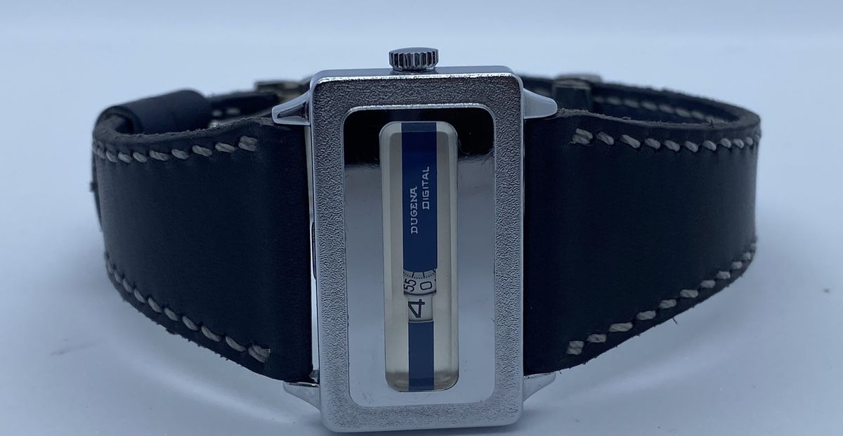 SOLD - Funky 70s Dugena "Revolving Disc Watch" + custom-made strap ...