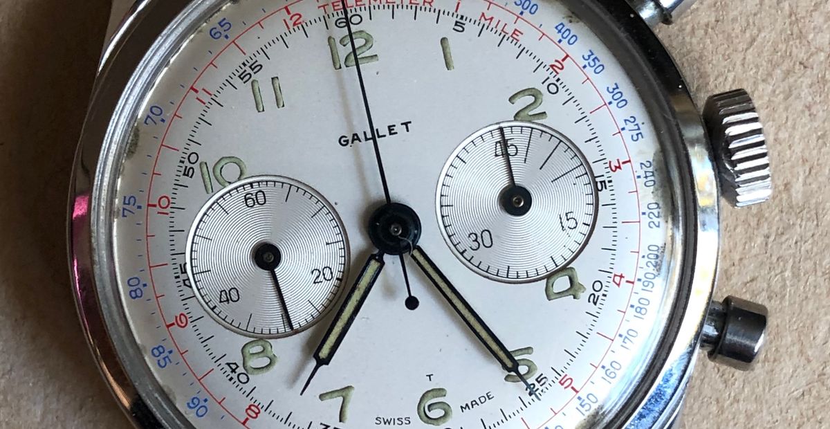 SOLD - Vintage jumbo Gallet Multichron 45 chronograph with Excelsior ...