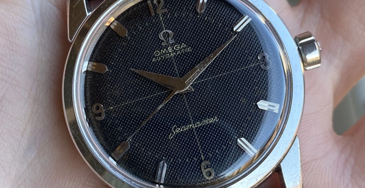 SOLD - 1958 Beefy Lug Steel Omega Seamaster w/ Black Waffle Crosshair ...