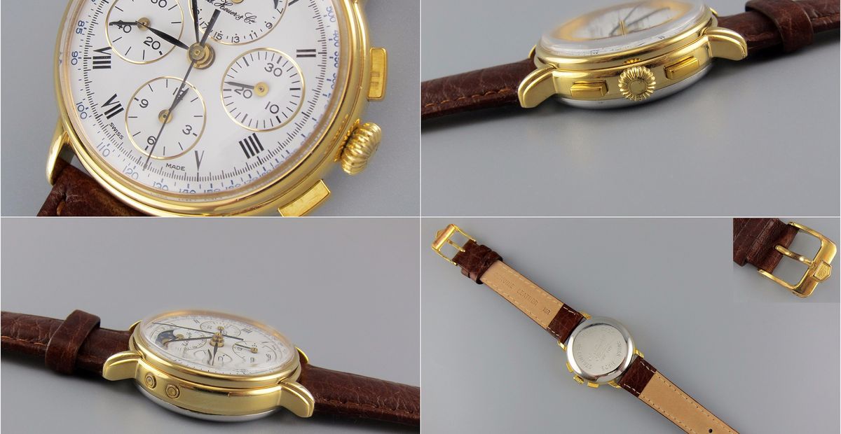SOLD - RARE Ed Heuer & Cie 125th anniversary date & moonphase ...