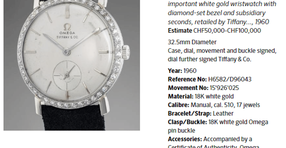 Most expensive Omega sold at auction | Omega Watch Forums