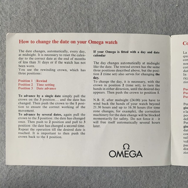 FS - Omega Vintage manuals and guarantee booklet | Omega Forums