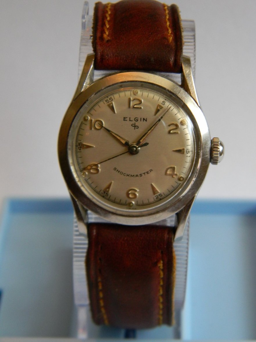 FS - ELGIN Shockmaster caliber 629 circa 1950s Steel Case Bombe Lugs ...