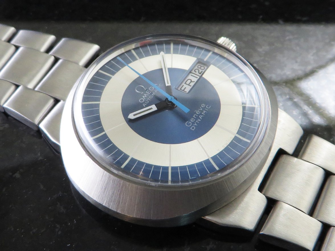 SOLD - SPECTACULAR STAINLESS STEEL OMEGA DYNAMIC DAY/DATE WITH BLUE ...