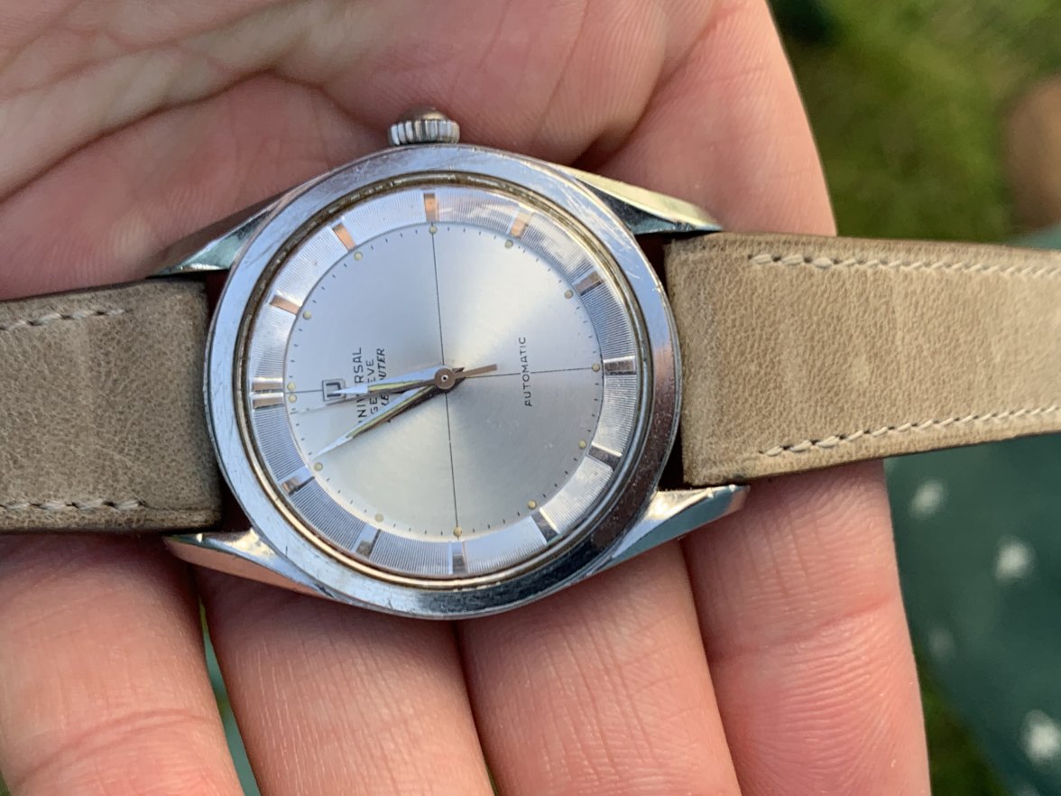 SOLD - 1955 Universal Geneve Polerouter 20217-5 Bumper 138SS Movement ...