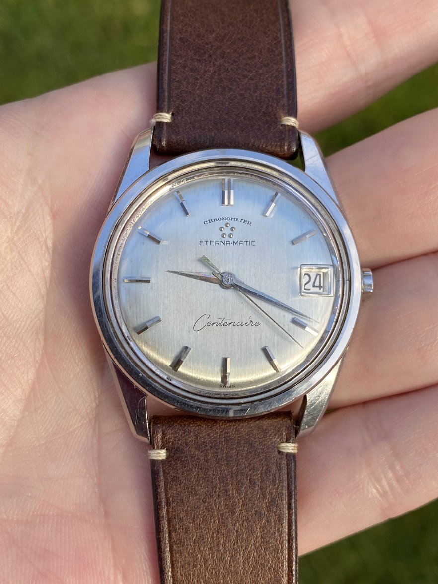 SOLD - Vintage Steel 1960s Eterna-Matic Centenaire Chronometer w ...