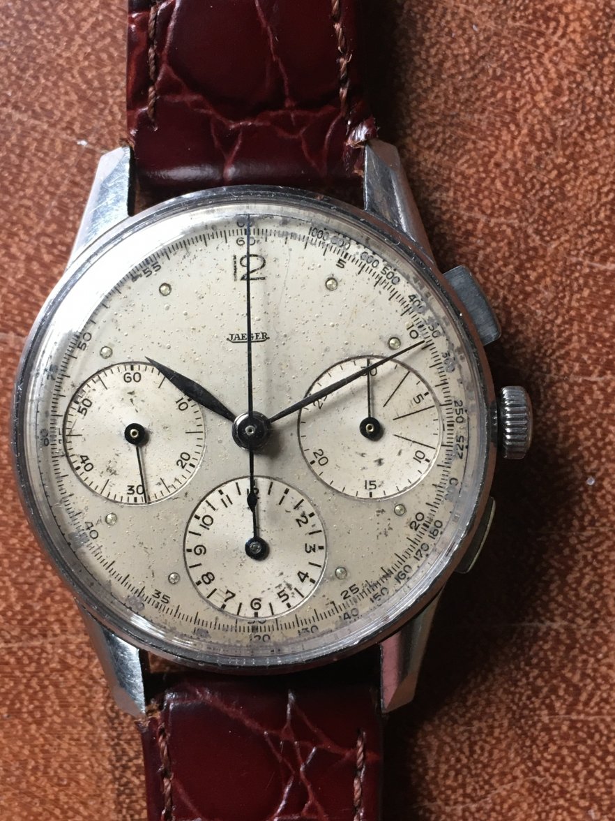 FS - 1930/40s Jaeger triple dial chronograph fitted with UG Cal.285 ...