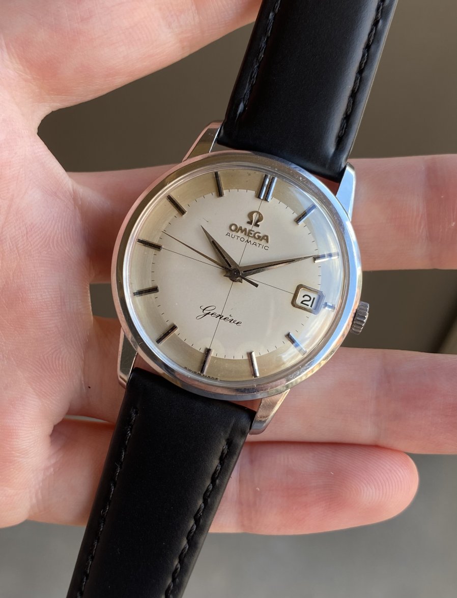 SOLD - [now $750] 1960 steel Omega cursive Geneve 14703 ref w/ onyx ...