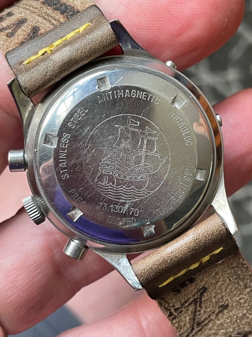 FS - Serviced Jumbo Triple Date Wakmann Panda Valjoux 730 Chronograph ...