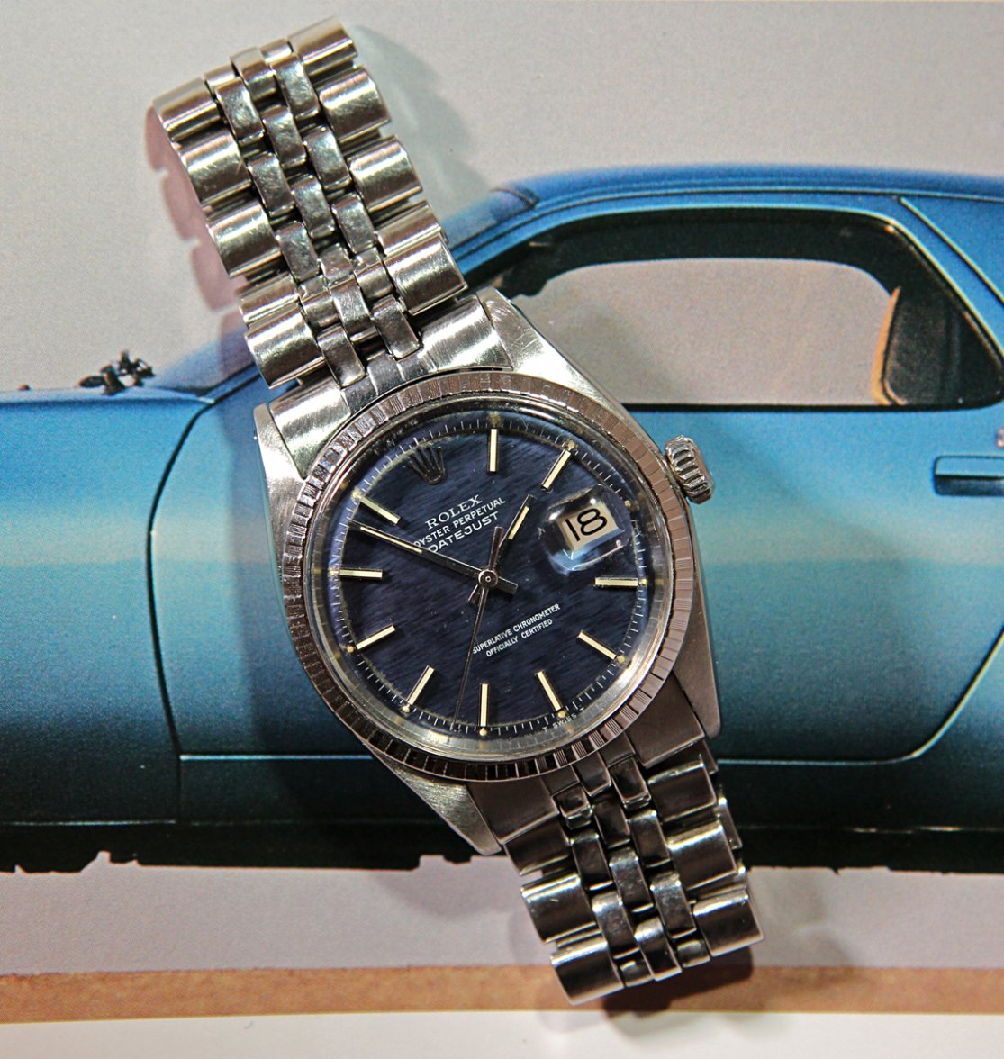 SOLD - Vintage Rolex ref. 1603 SS Datejust w/ Rare BLUE Texture Dial ...