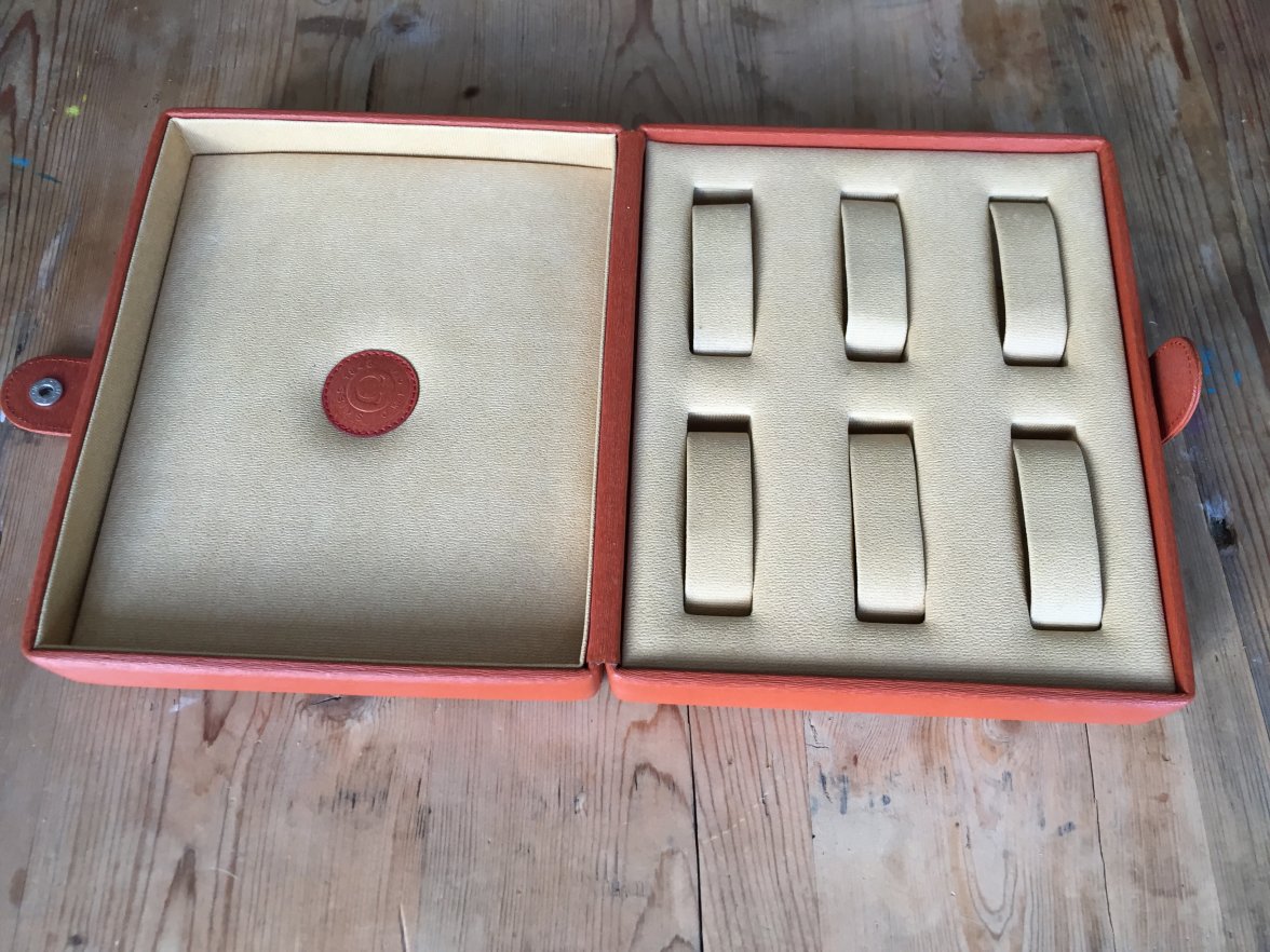 SOLD - Omega watch box for 6 watches, orange leather with sand interior ...