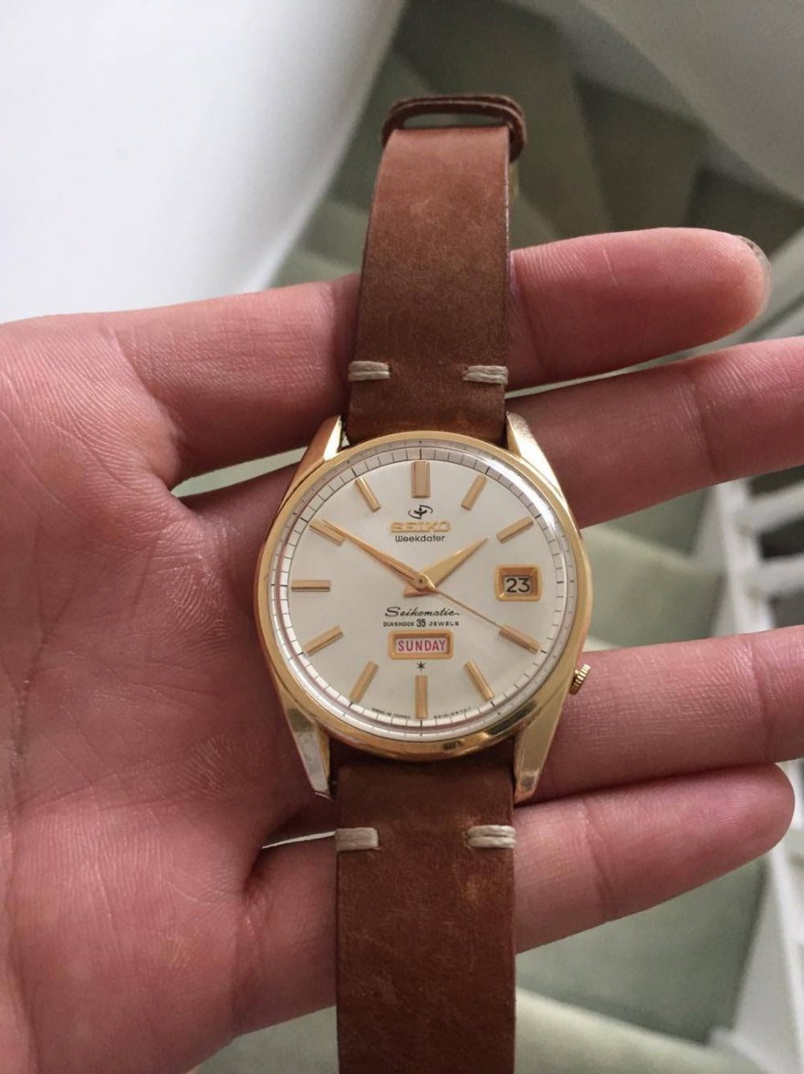 SOLD: Vintage Seiko 1960s Seikomatic 'Weekdater' 38mm Gold Plated w ...