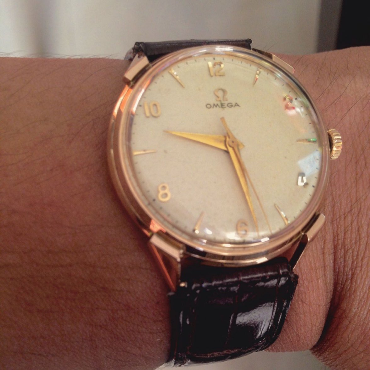 SOLD - Omega cal 284 vintage Jumbo 18K solid pink gold with unique lugs ...