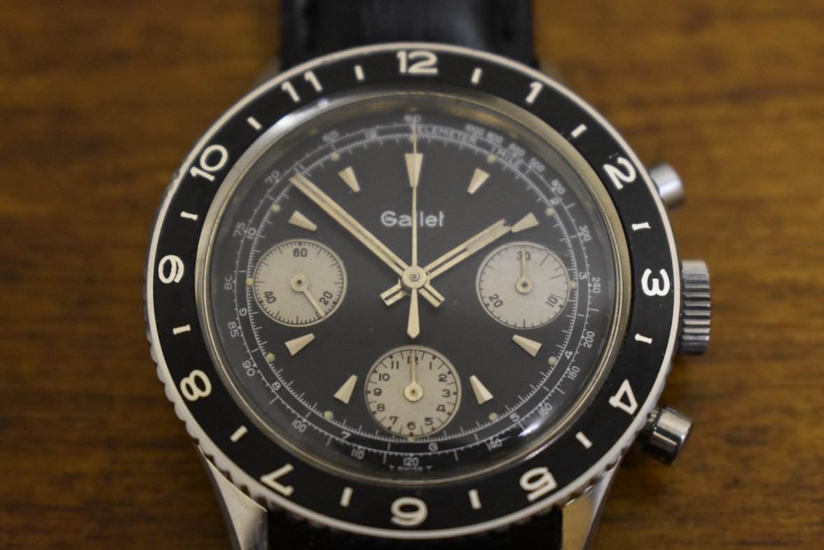 SOLD - Gallet Multichron Pilot Reverse Panda Dial Vintage Chronograph ...