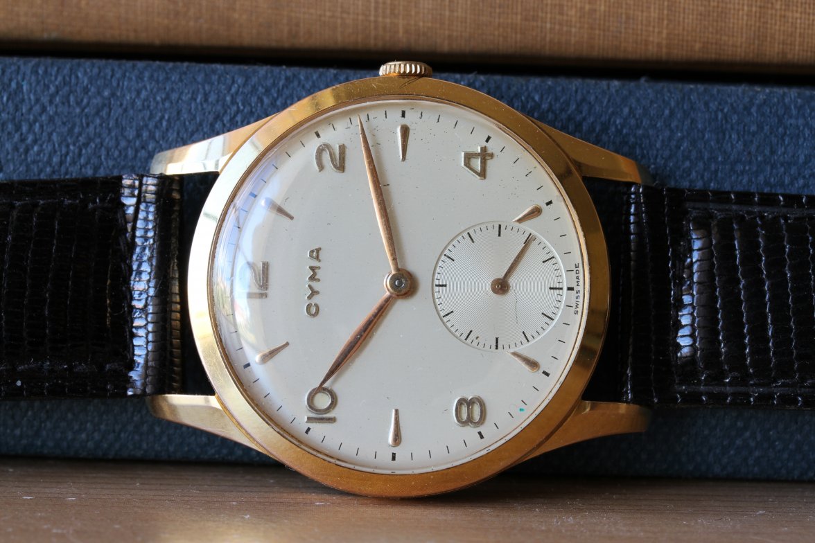 SOLD - CYMA 18k Solid Gold Watch, Vintage, "Jumbo" | Omega Forums