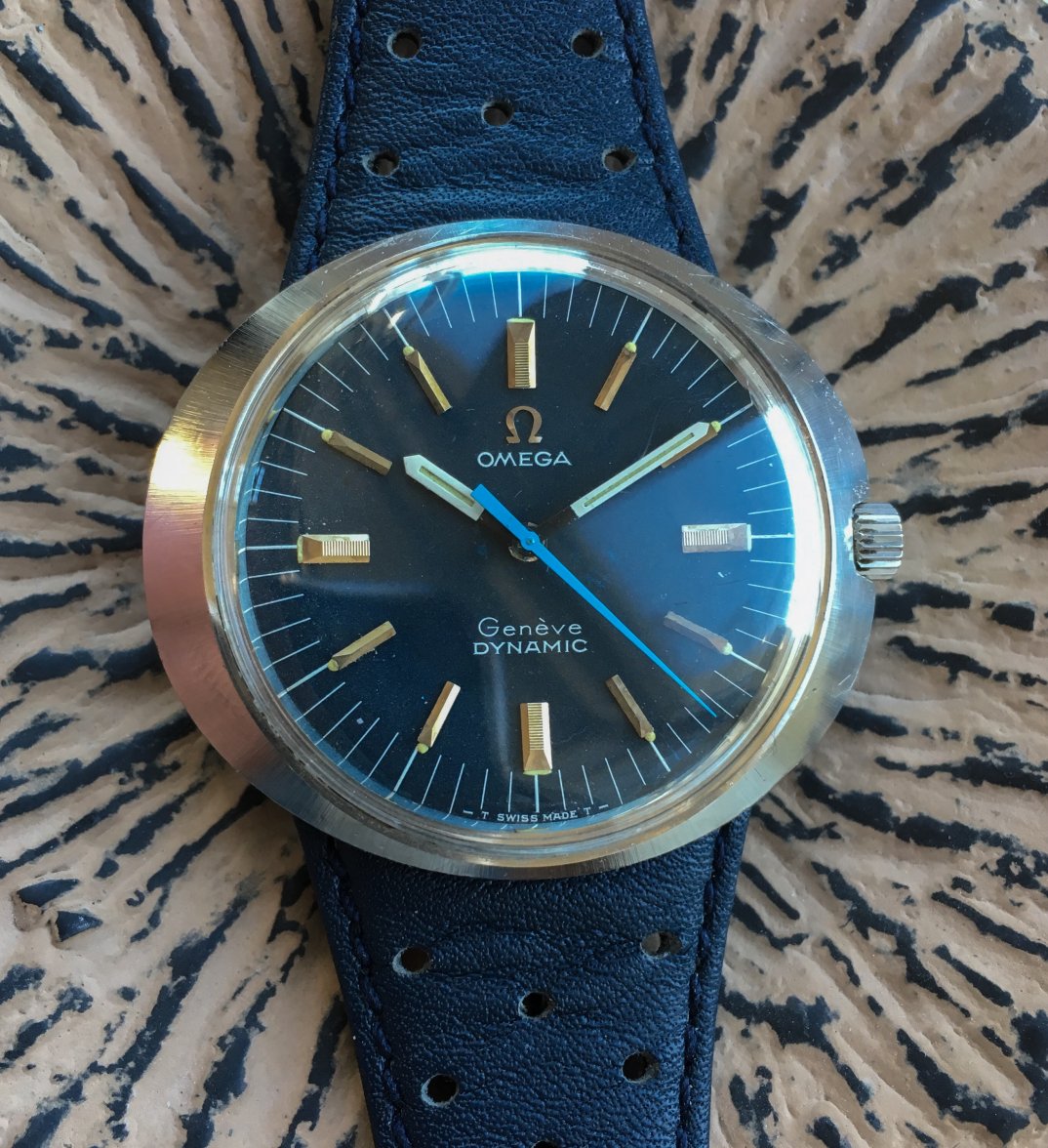 SOLD - Omega cal 601 Dynamic. Signed strap, buckle. Blue dial. | Omega ...
