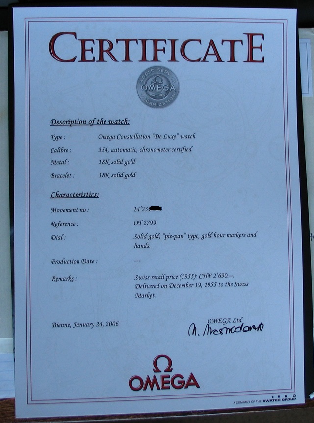 WITHDRAWN - Omega Constellation De Luxe Pie Pan 18k with bracelet cal ...