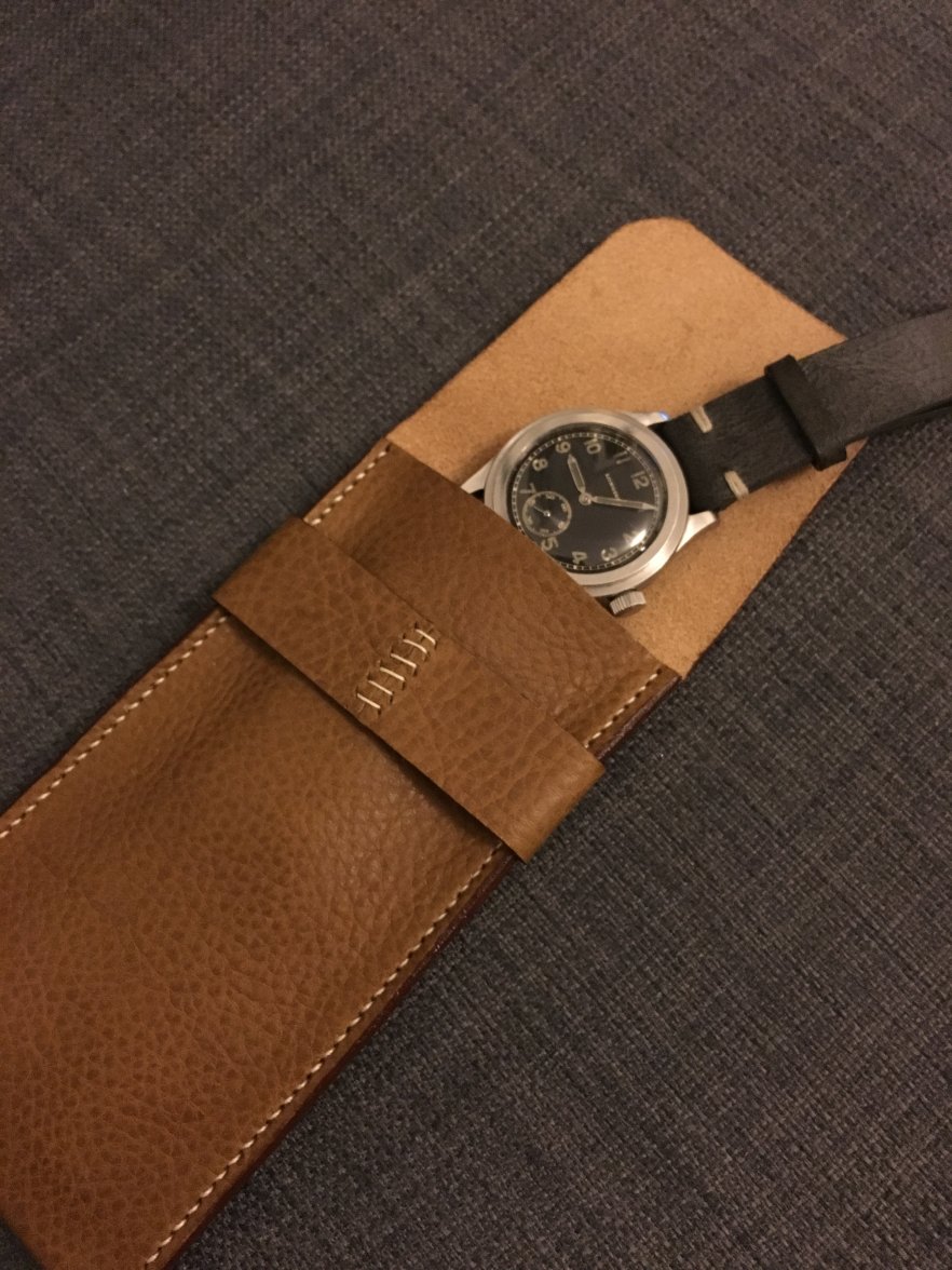 SOLD - Handmade single watch leather pouch | Omega Forums