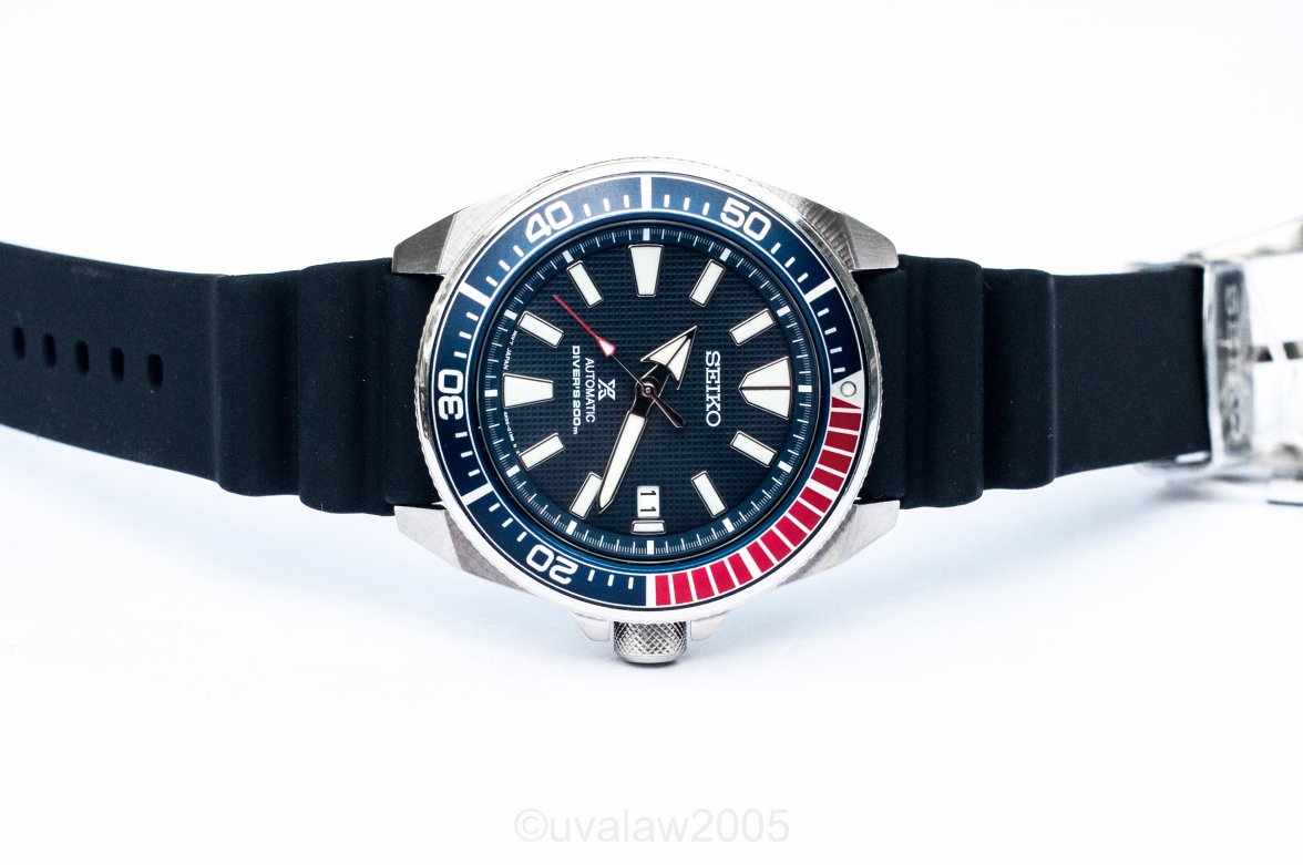 SOLD - Seiko SRPB53 Samurai, Blue Dial, Pepsi Bezel, OEM Rubber Strap ...