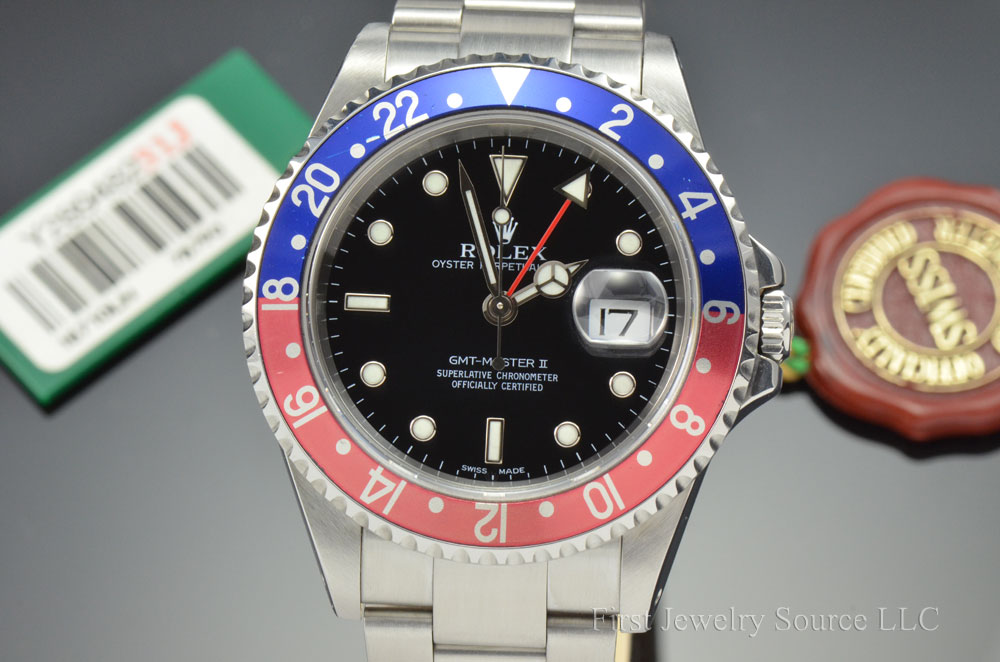 FS - Mens Rolex GMT Master II Pepsi Bezel Stainless Steel Automatic ...