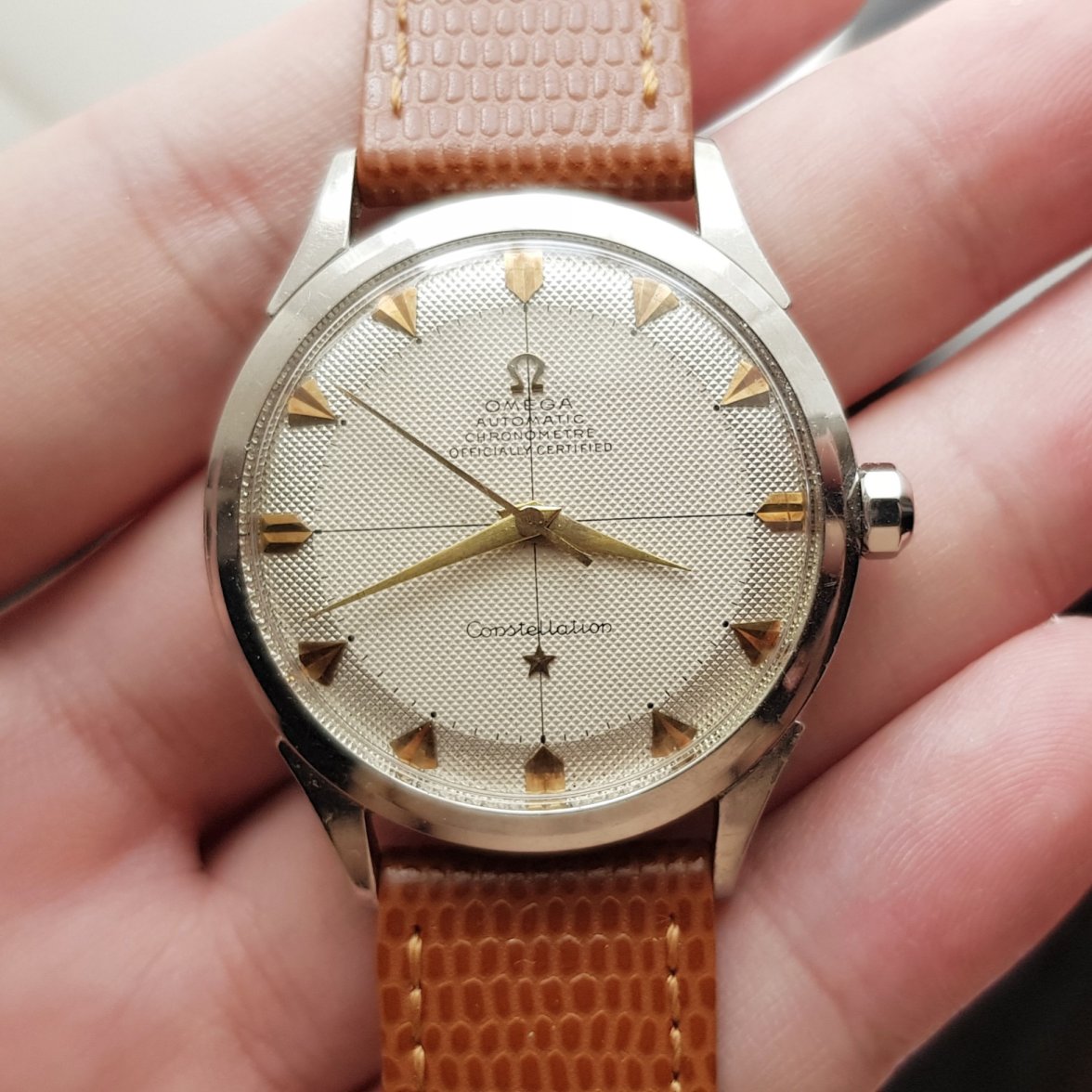SOLD - Omega Constellation Ref 2648-1 Waffle Crosshair Dial Arrowhead ...