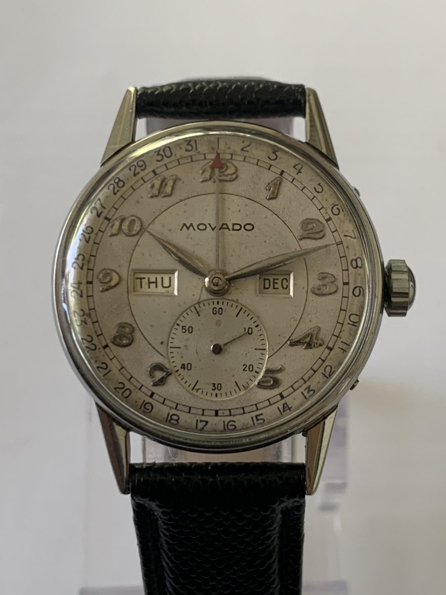 FS: Superb 1940s Movado Triple Date Stainless Steel Calendograph ...