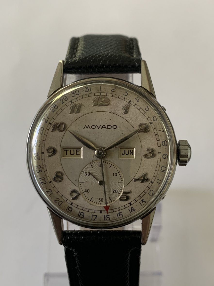 FS: Superb 1940s Movado Triple Date Stainless Steel Calendograph ...