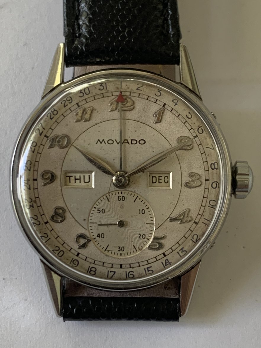 FS: Superb 1940s Movado Triple Date Stainless Steel Calendograph ...